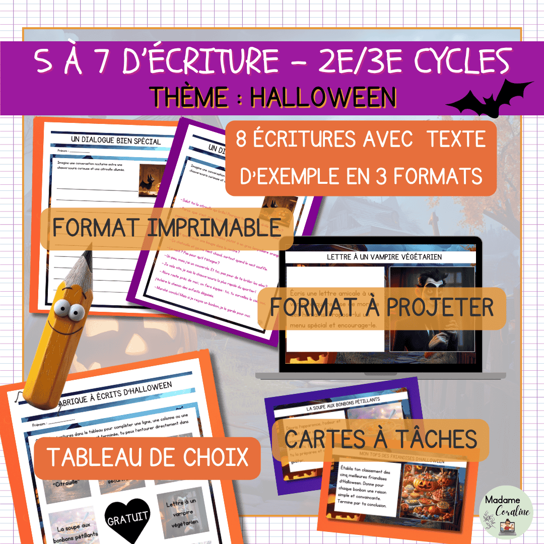5 à 7 d'écriture – Halloween: 8 sujets créatifs différenciés – Madame ...