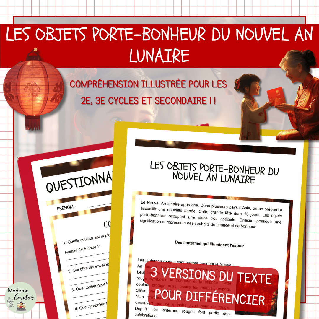 Compréhension de lecture sur le Nouvel An lunaire: objets… – Madame ...
