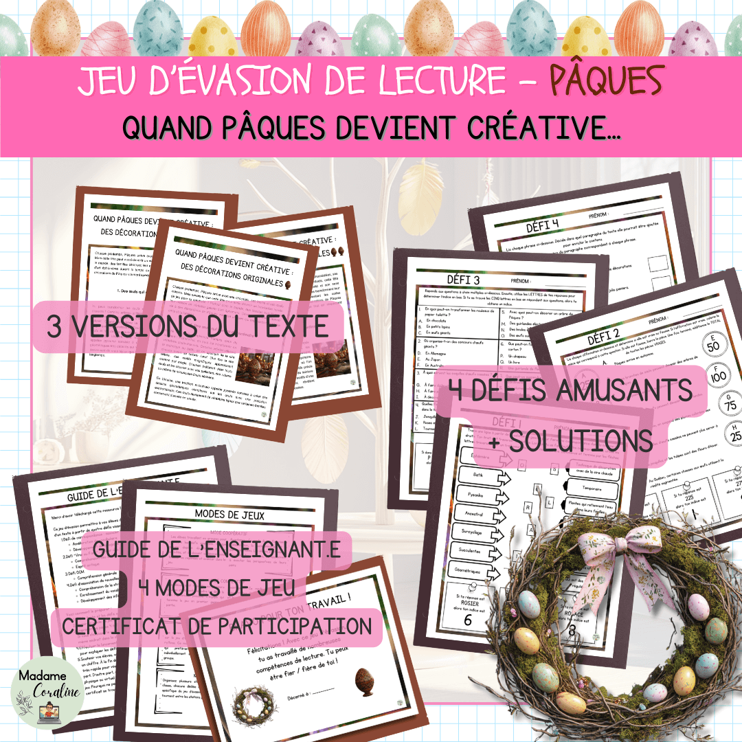Jeu d'évasion de lecture – Pâques – Décorations originales | 3 niveaux ...